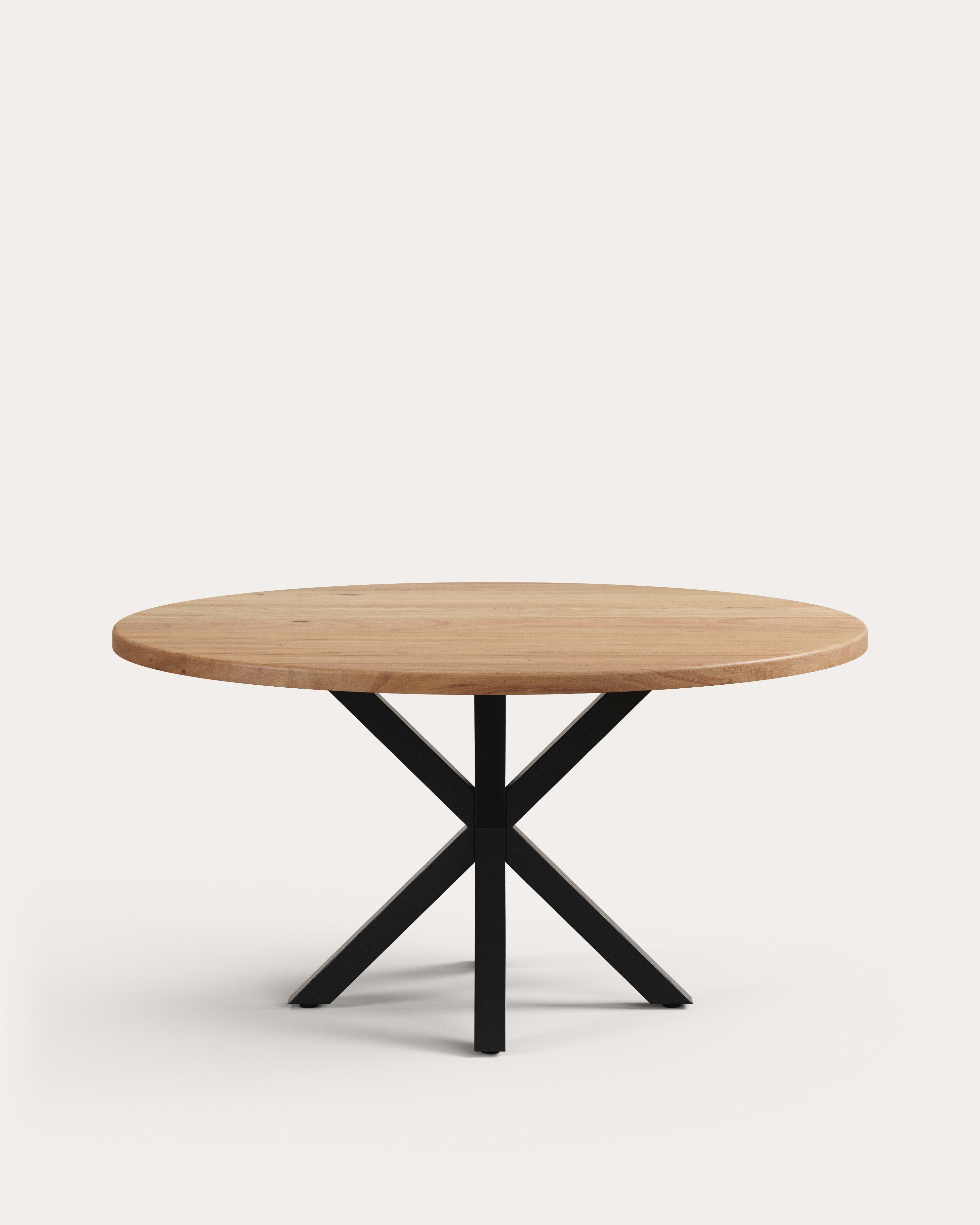 Round table Argo in solid acacia wood and steel legs with black finish – Kave Home Malta